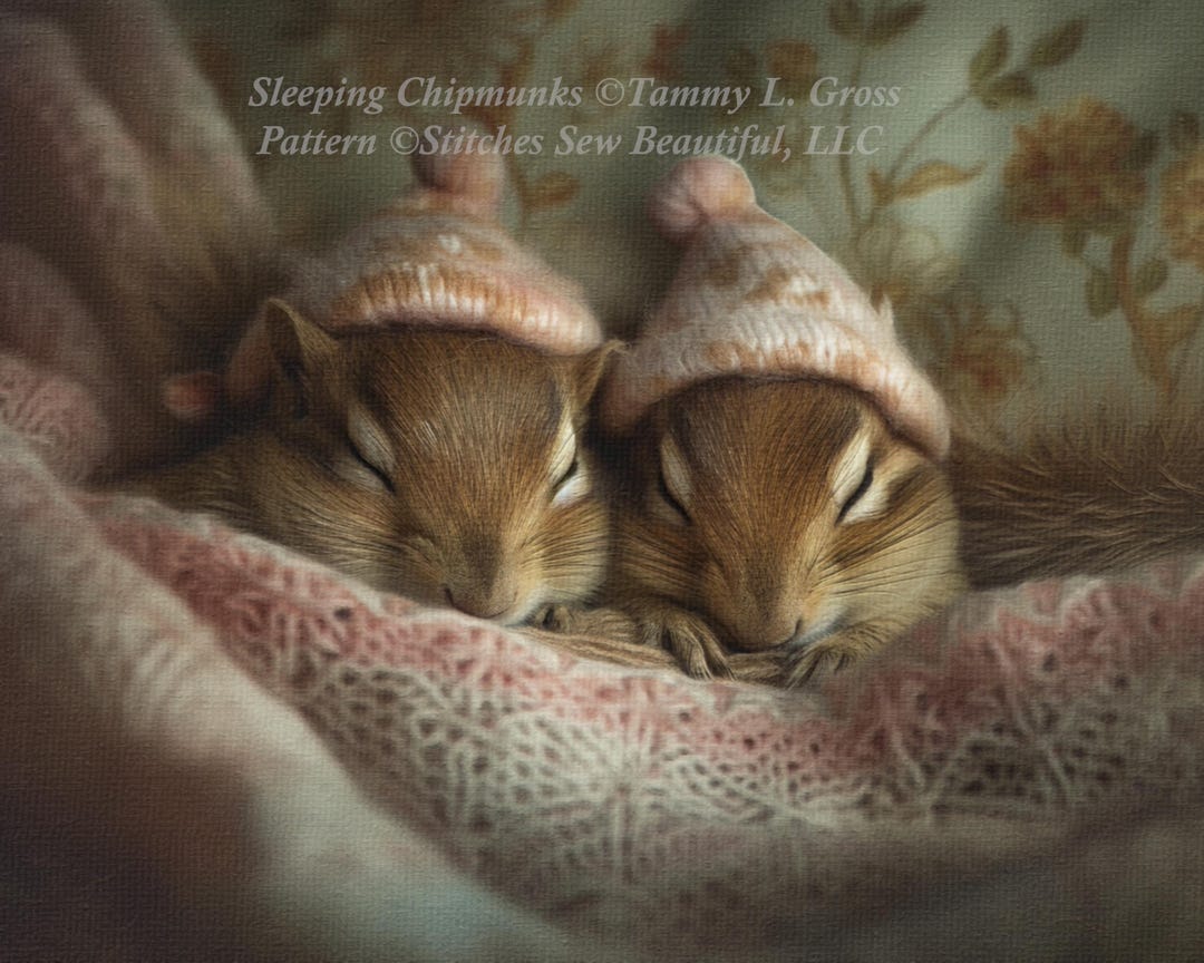 Sleeping Chipmunks Cross Stitch Pattern by Tammy L. Gross (digital ...