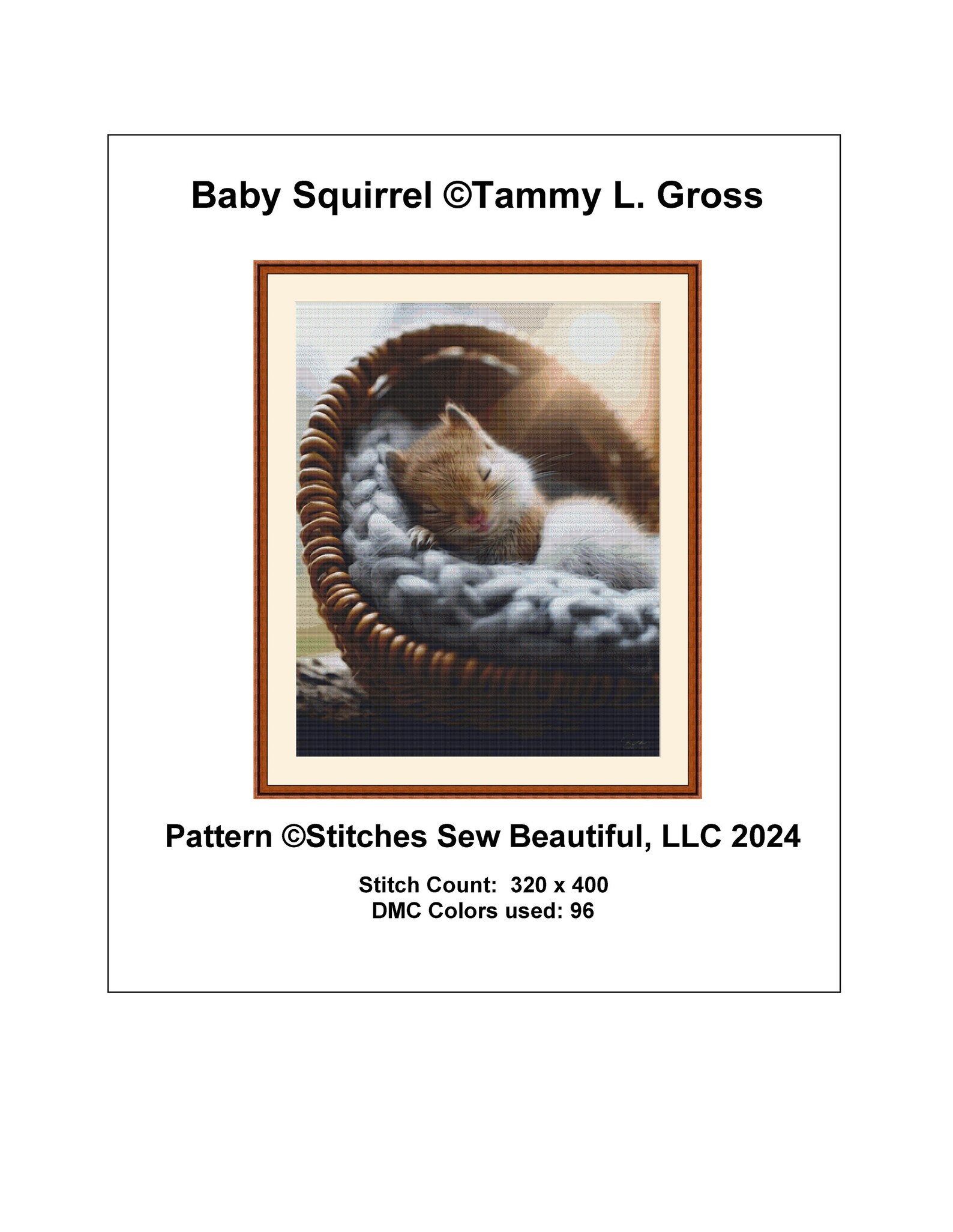 Baby Squirrel Cross Stitch Pattern by Tammy L. Gross (digital Format ...