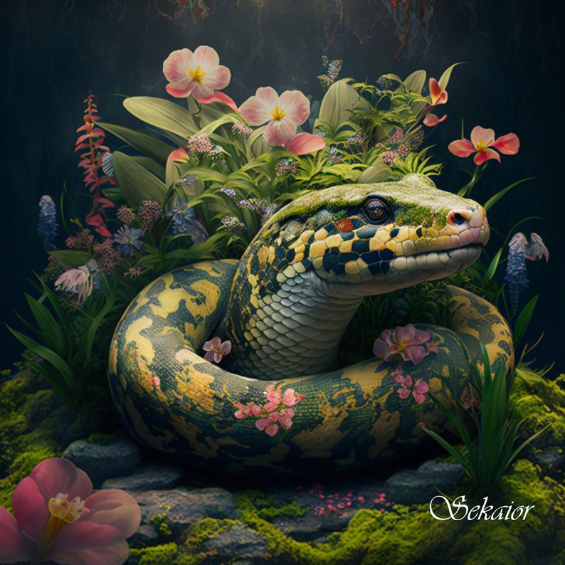 Mossy Ball Python Cross Stitch Pattern by Sekaior - Etsy