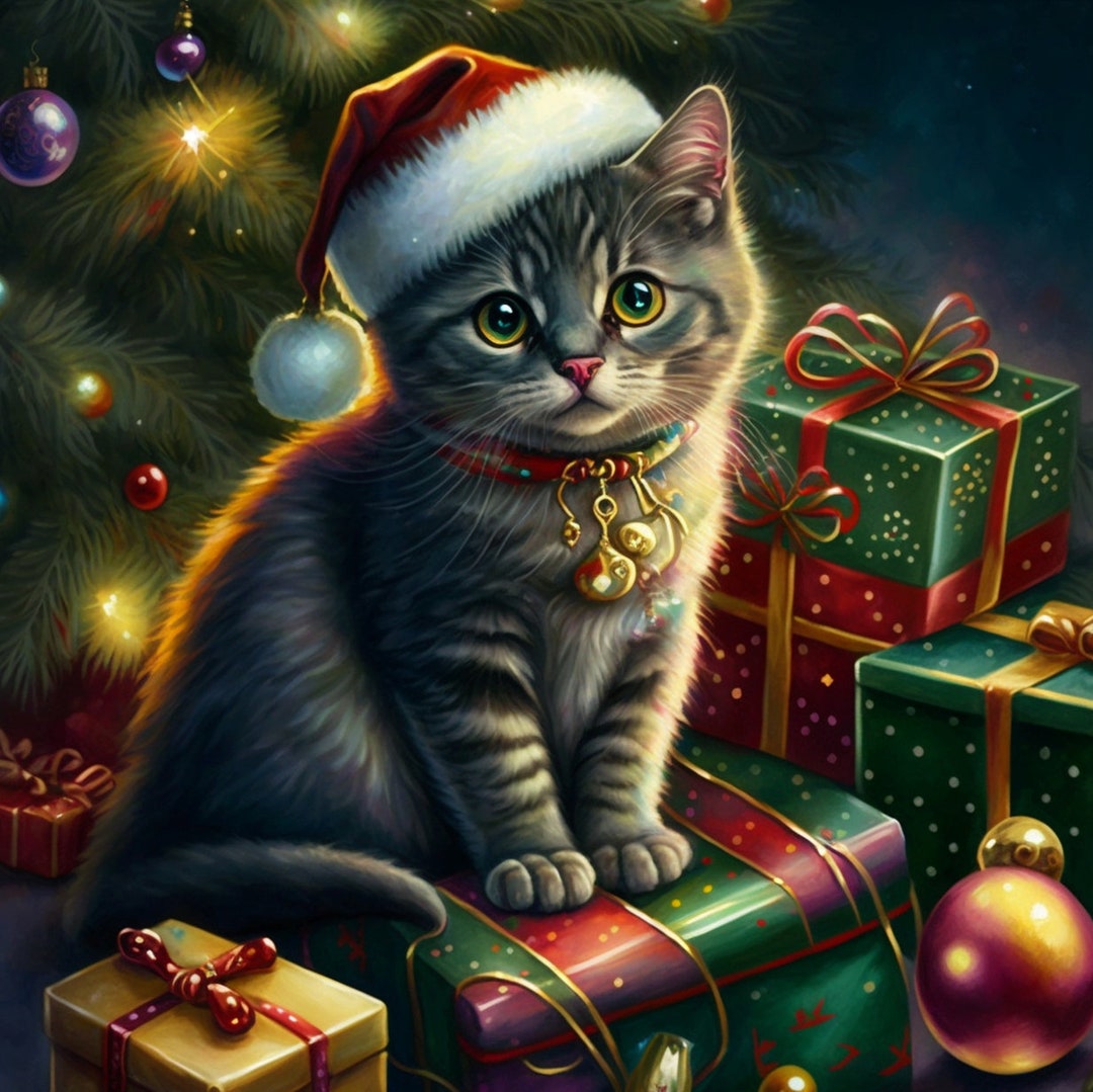 Christmas Cat No. 4 Cross Stitch Pattern by Sphinxdesignstudio digital ...