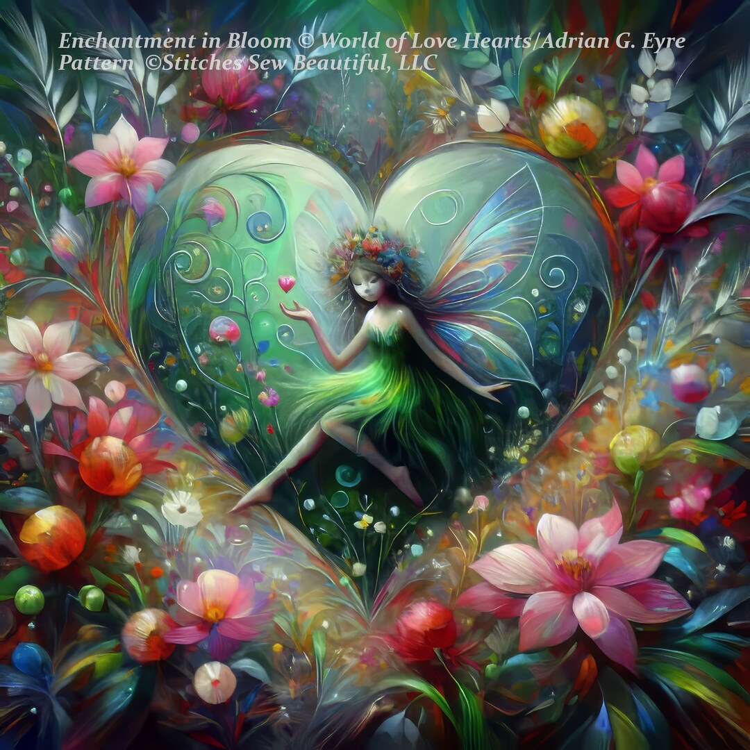 Enchantment in Bloom (max Colors) Cross Stitch Pattern by World of Love Hearts/adrian G. Eyre ...