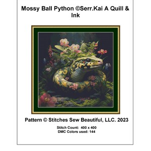 Mossy Ball Python Cross Stitch Pattern by Serr.kai A Quill & Ink ...