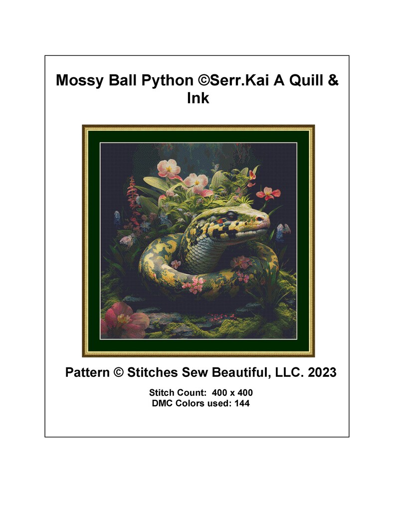 Mossy Ball Python Cross Stitch Pattern by Serr.kai A Quill & Ink ...