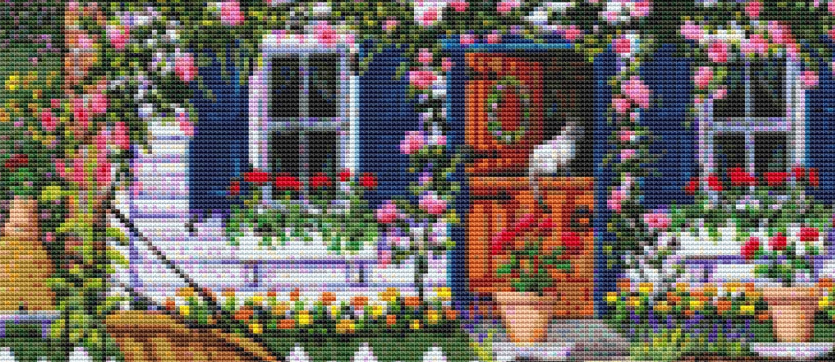 Rambling Rose Cottage Cross Stitch Pattern by Joseph Holodook (digital ...