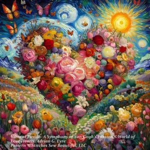 Vibrant Fusion- A Symphony of Van Gogh's Passion Cross Stitch Pattern ...