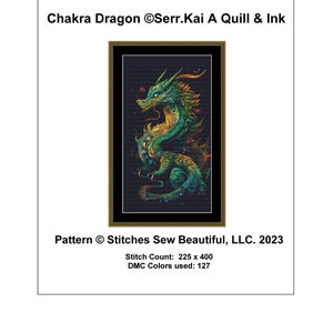 Chakra Dragon Cross Stitch Pattern by Serr.kai A Quill & Ink (digital ...