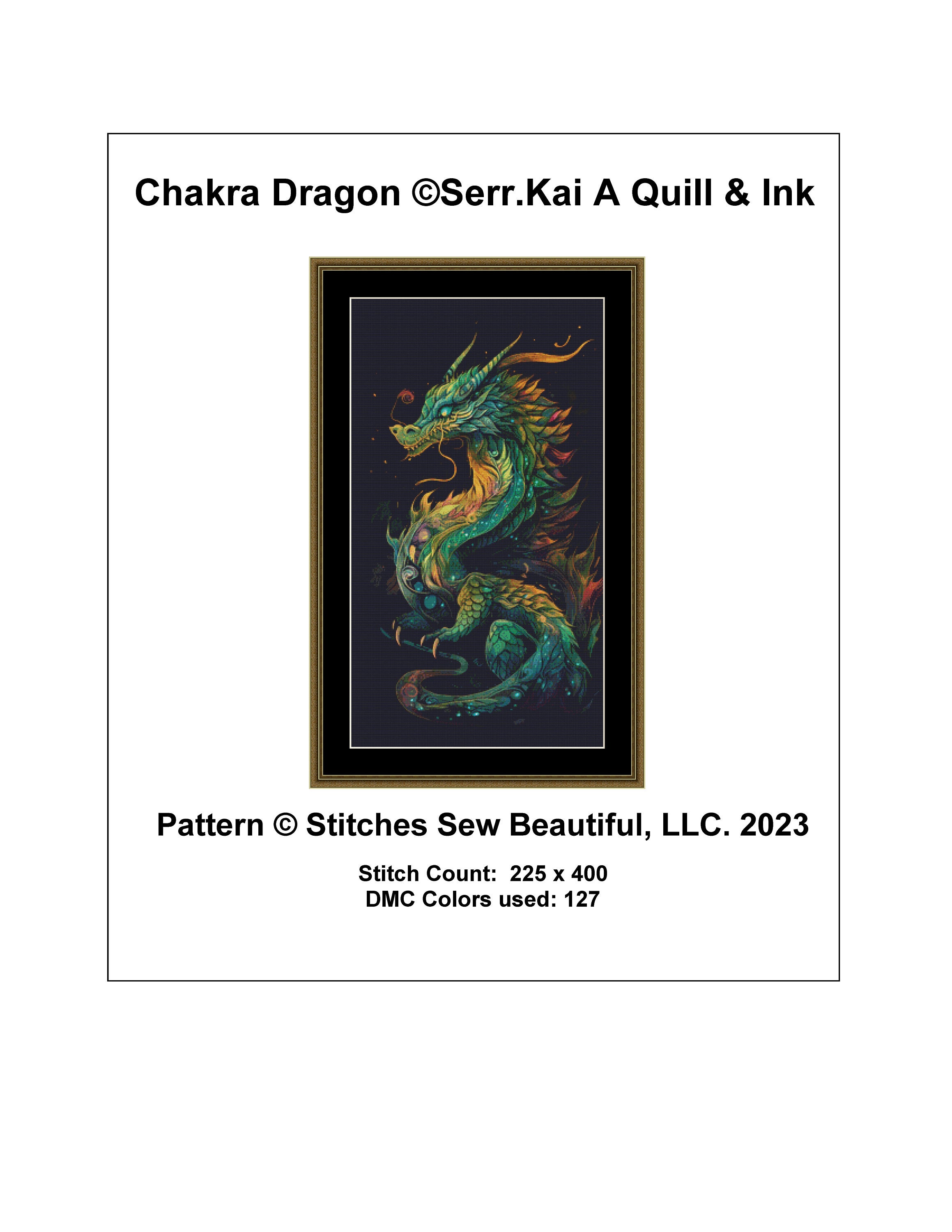 Chakra Dragon Cross Stitch Pattern by Serr.kai A Quill & Ink (digital ...