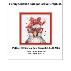Funny Chicken Cross Stitch Pattern by Cedargrovegraphics digital Format ...
