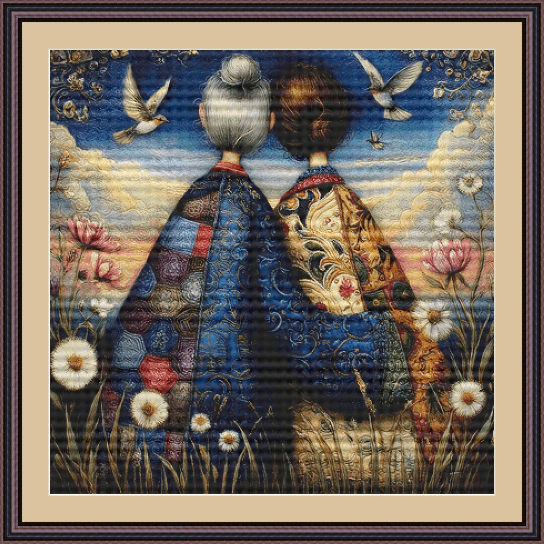 Mother and Daughter Counted Cross Stitch Pattern by Bryna T. Art ...