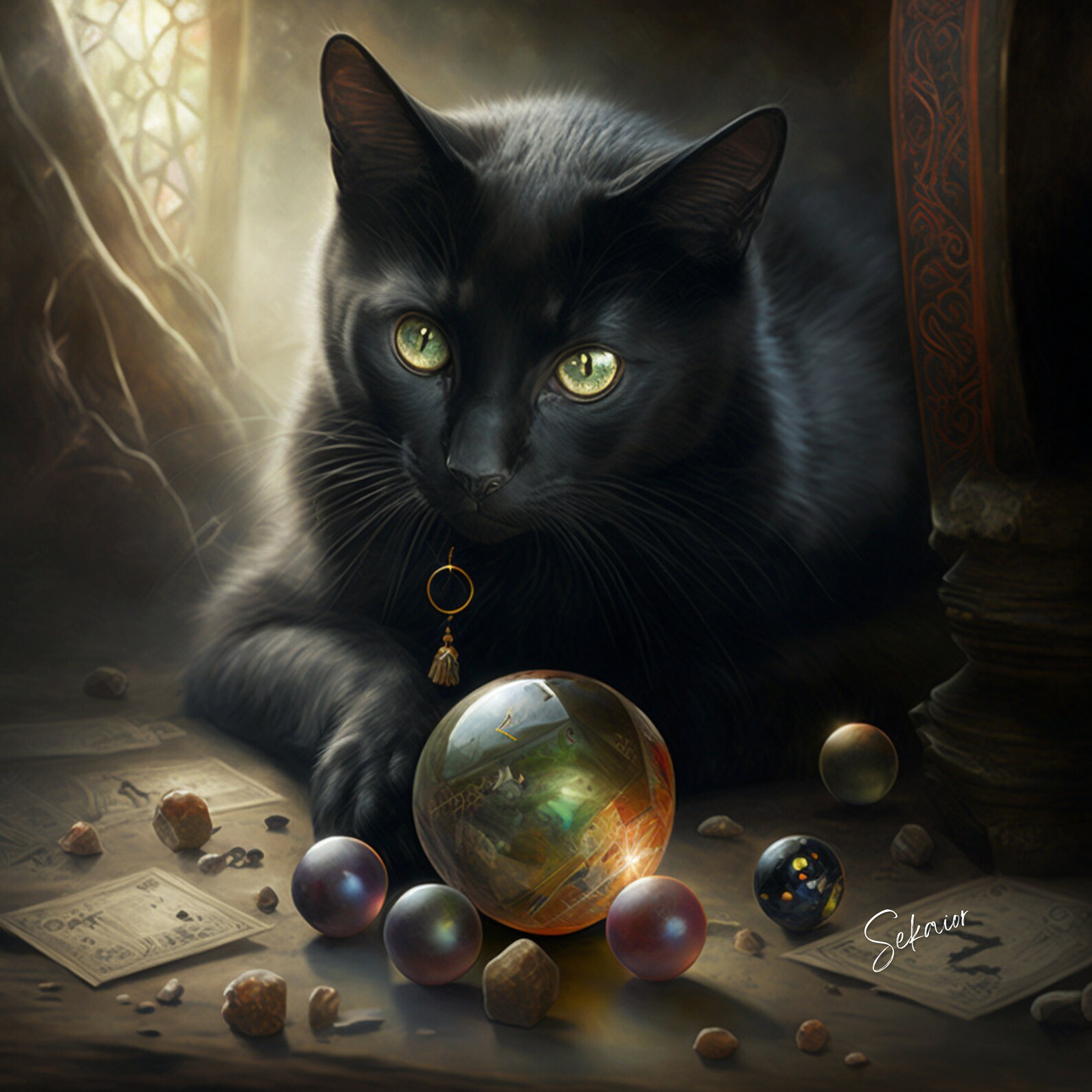Black Cat Superstitious Marbles by Sekaior - Etsy