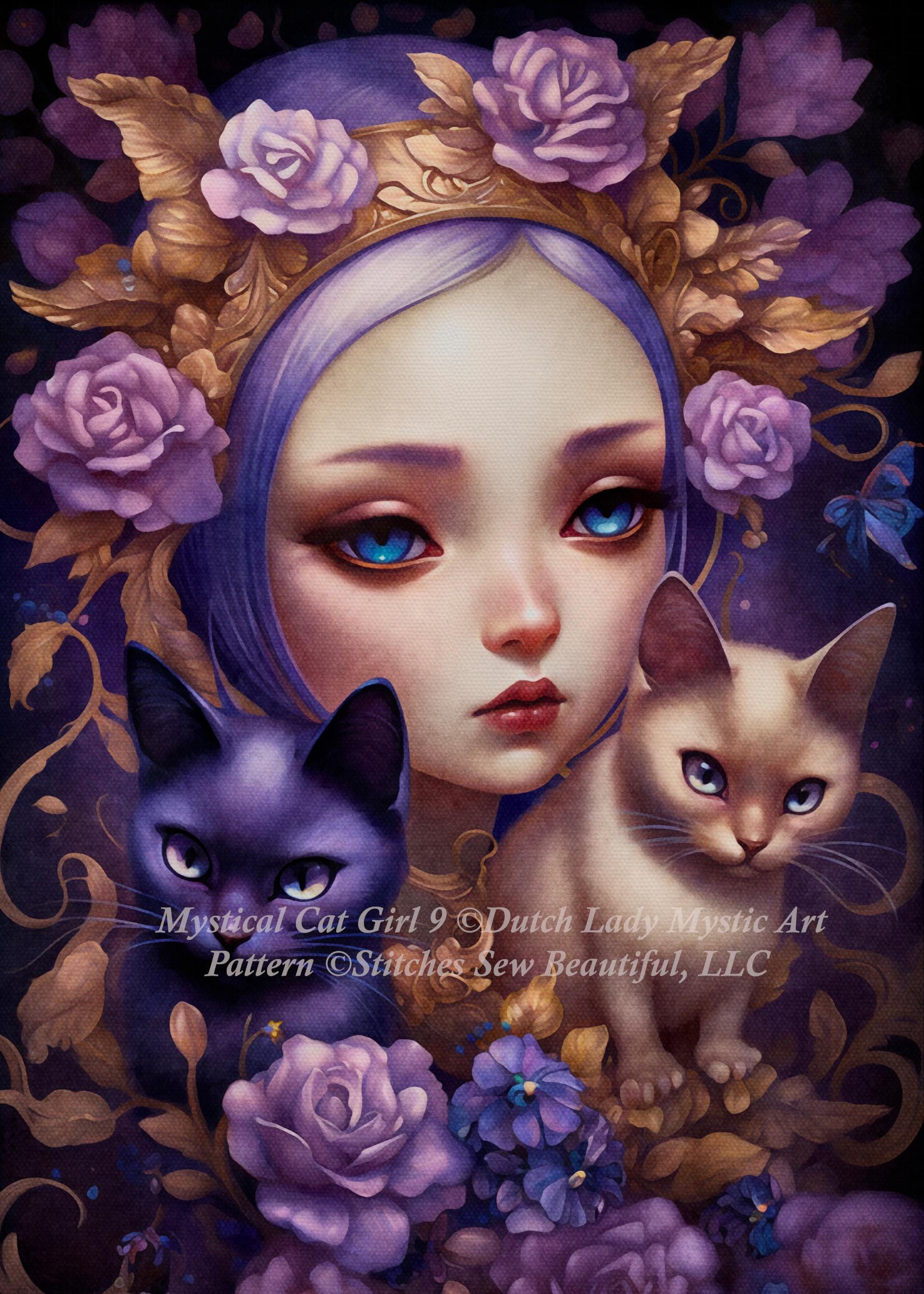 Mystical Cat Girl 9 Cross Stitch Pattern by Dutchladymysticart (digital ...