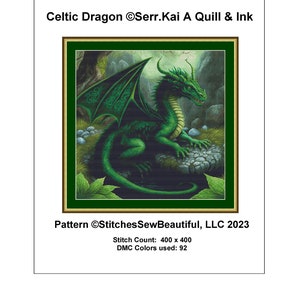 Celtic Dragon Cross Stitch Pattern by Serr.kai A Quill & Ink (digital ...