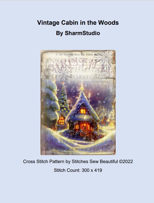 Vintage Cabin in the Woods Cross Stitch Pattern by Sharmstudio - Etsy