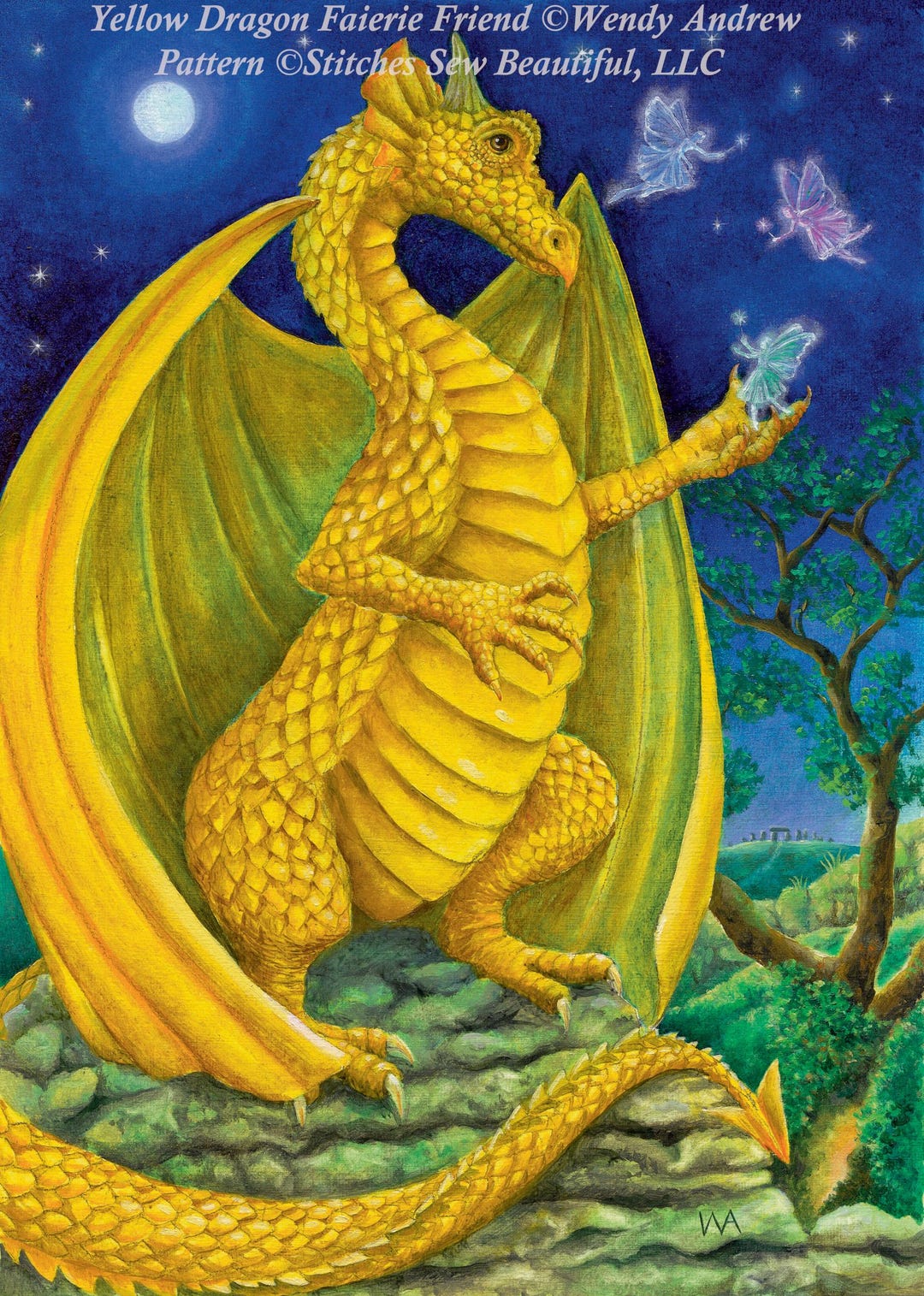 Yellow Dragon Faerie Friend Cross Stitch Pattern by Wendy Andrew of ...