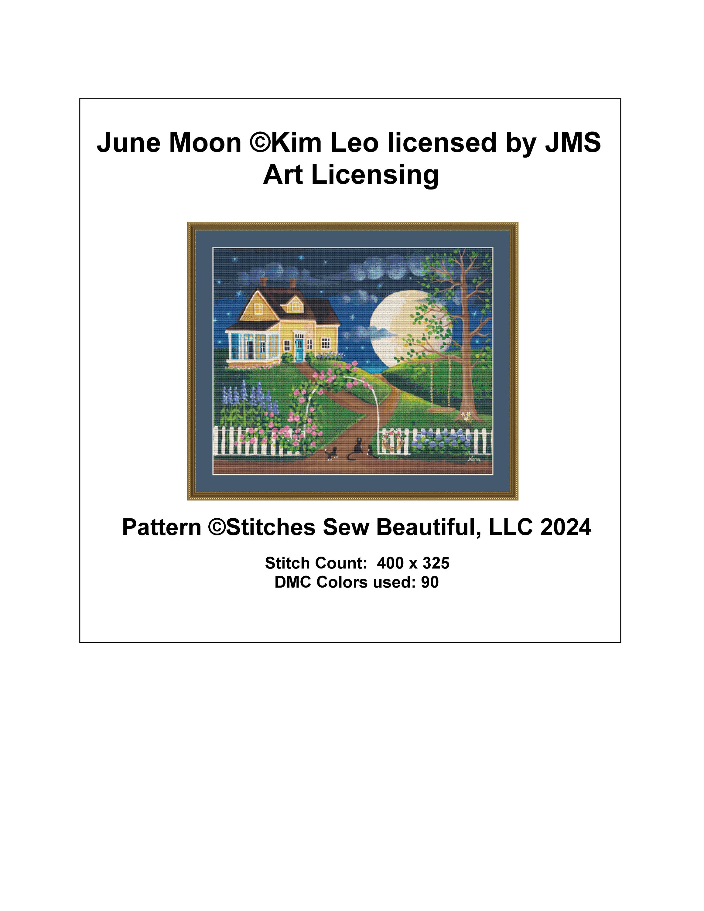 June Moon Cross Stitch Pattern by Kim Leo Licensed by JMS Art Licesing ...