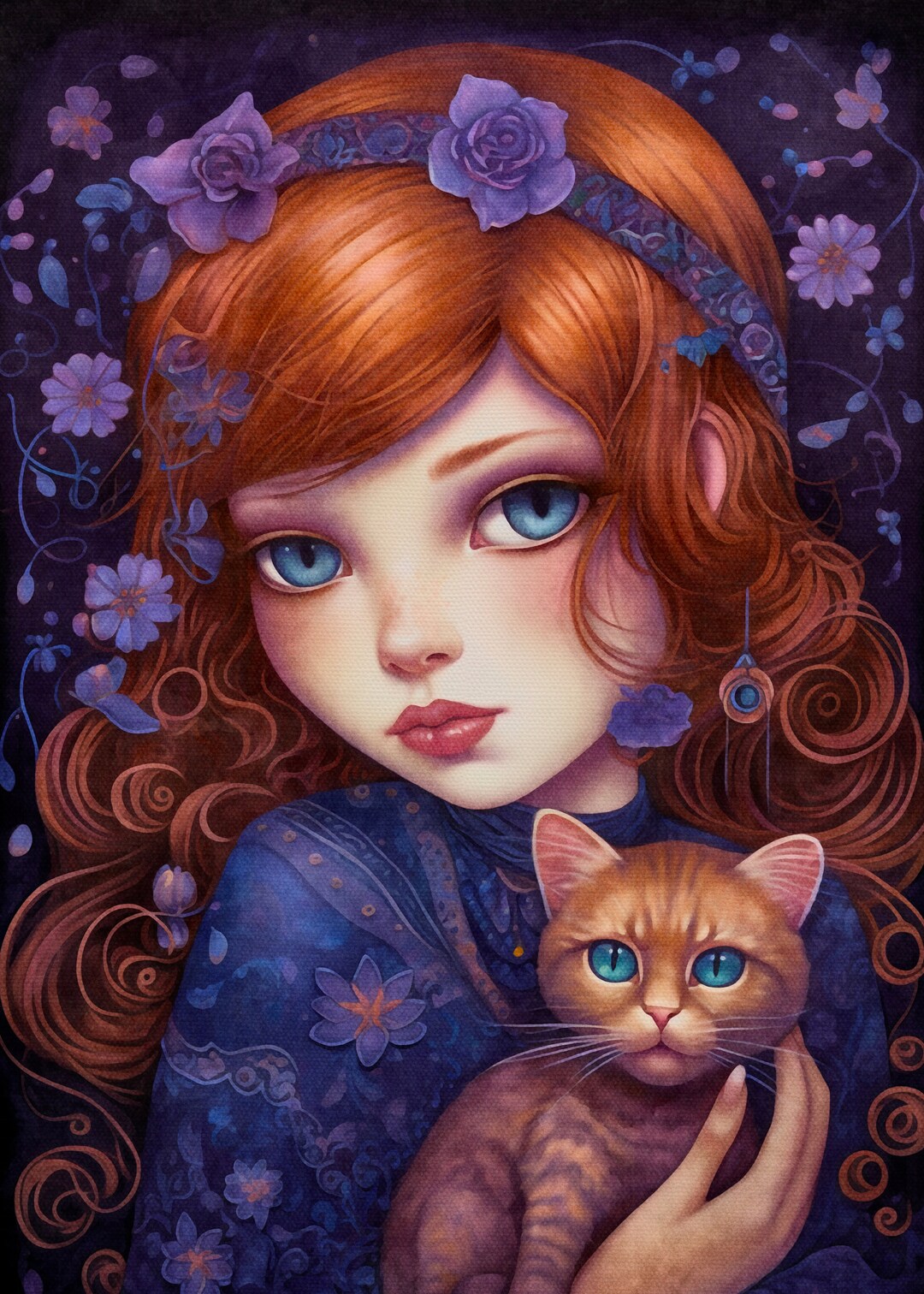 Mystical Cat Girl 5 Cross Stitch Pattern by Dutchladymysticart digital ...