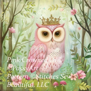 Pink Crowned Owl Cross Stitch Pattern by Passyart (digital Format) - Etsy
