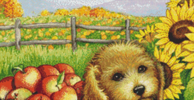 Fall Cockapoo Cross Stitch Pattern by Rose Mary Berlin - Etsy
