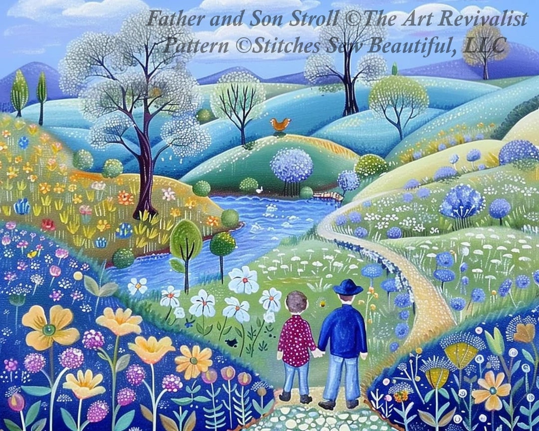 Father and Son Stroll Cross Stitch Pattern by the Art Revivalist ...