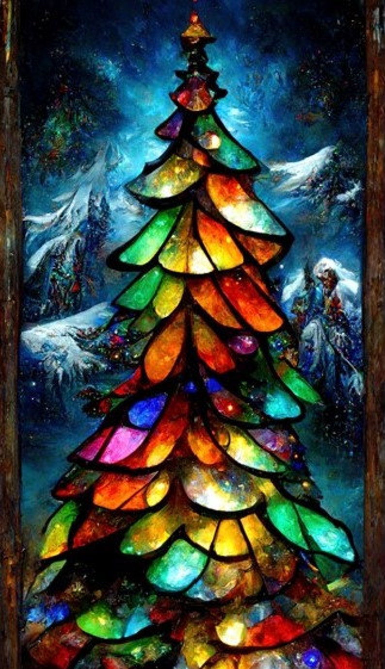Stained Glass Christmas Tree adobe Ext. License Cross Stitch Pattern by ...