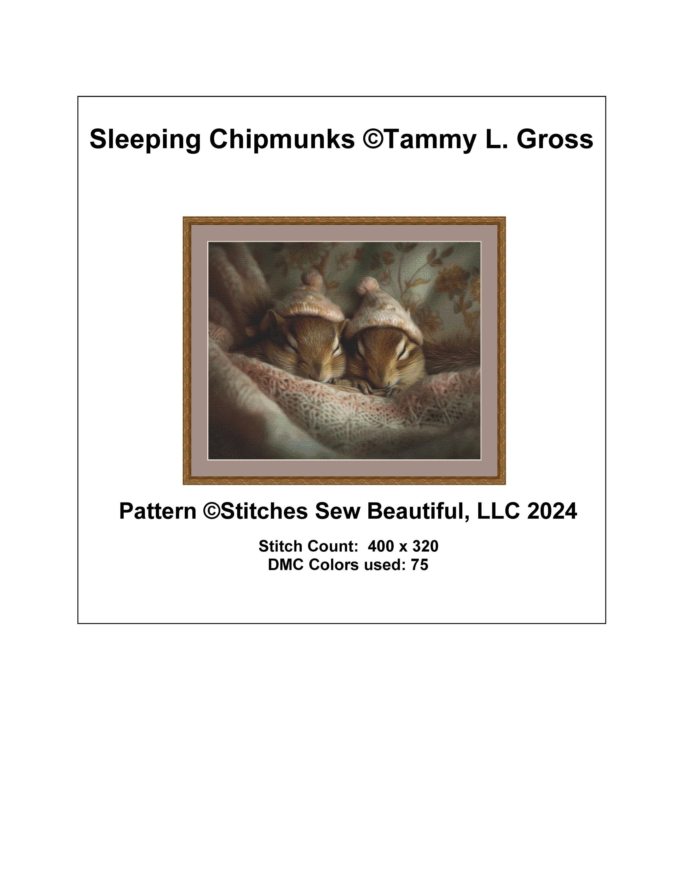 Sleeping Chipmunks Cross Stitch Pattern by Tammy L. Gross (digital ...