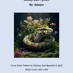 Mossy Ball Python Cross Stitch Pattern by Sekaior - Etsy