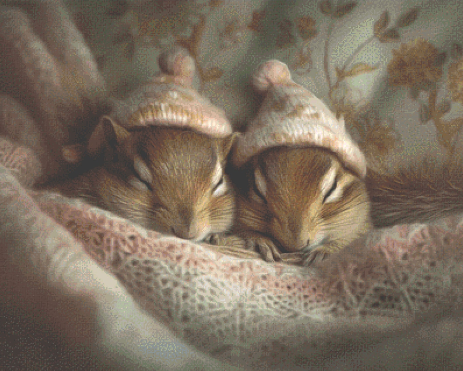 Sleeping Chipmunks Cross Stitch Pattern by Tammy L. Gross (digital ...