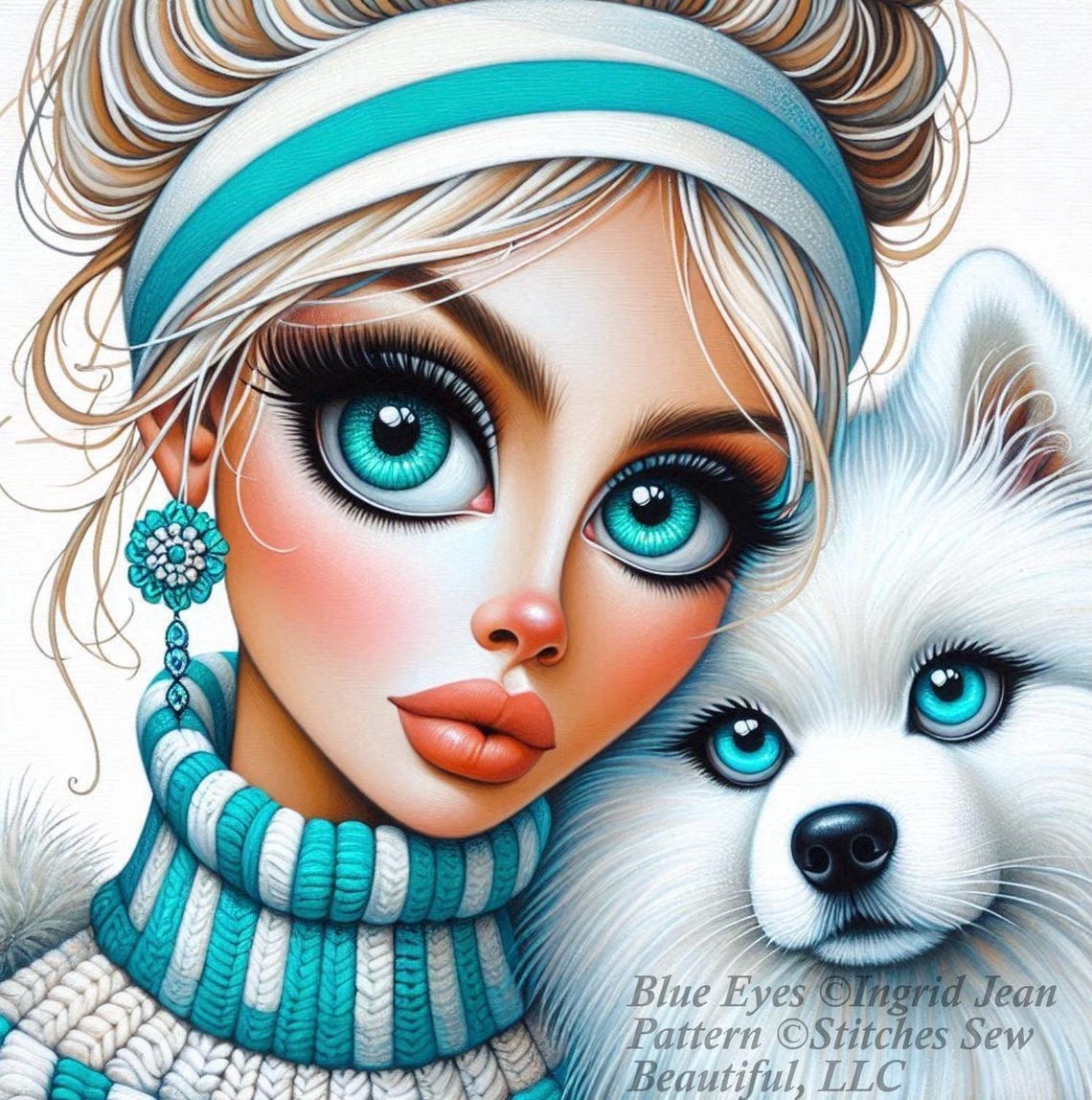 Blue Eyes Counted Cross Stithc Pattern by Ingrid Jean (digital Format ...
