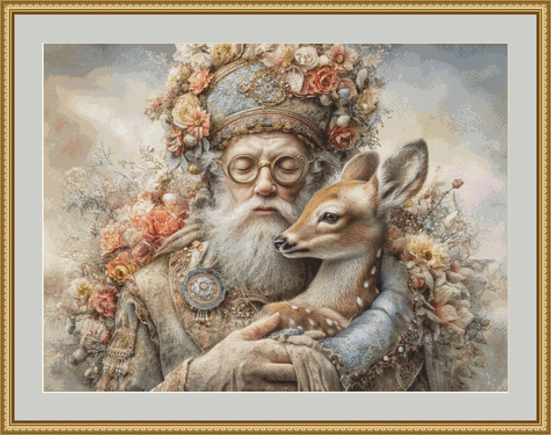 The Old Man and Fawn Counted Cross Stitch Pattern by Bryna T. Art ...