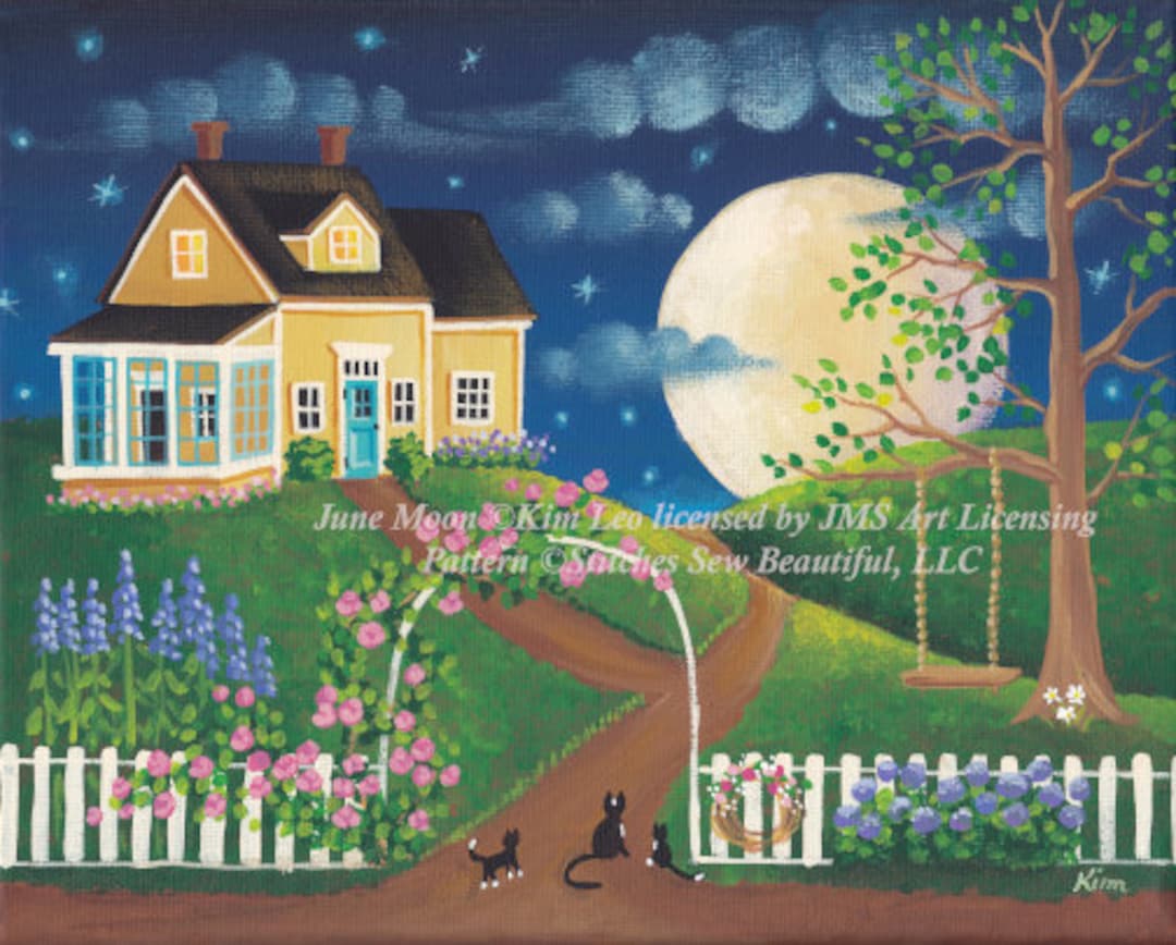 June Moon Cross Stitch Pattern by Kim Leo Licensed by JMS Art Licesing ...