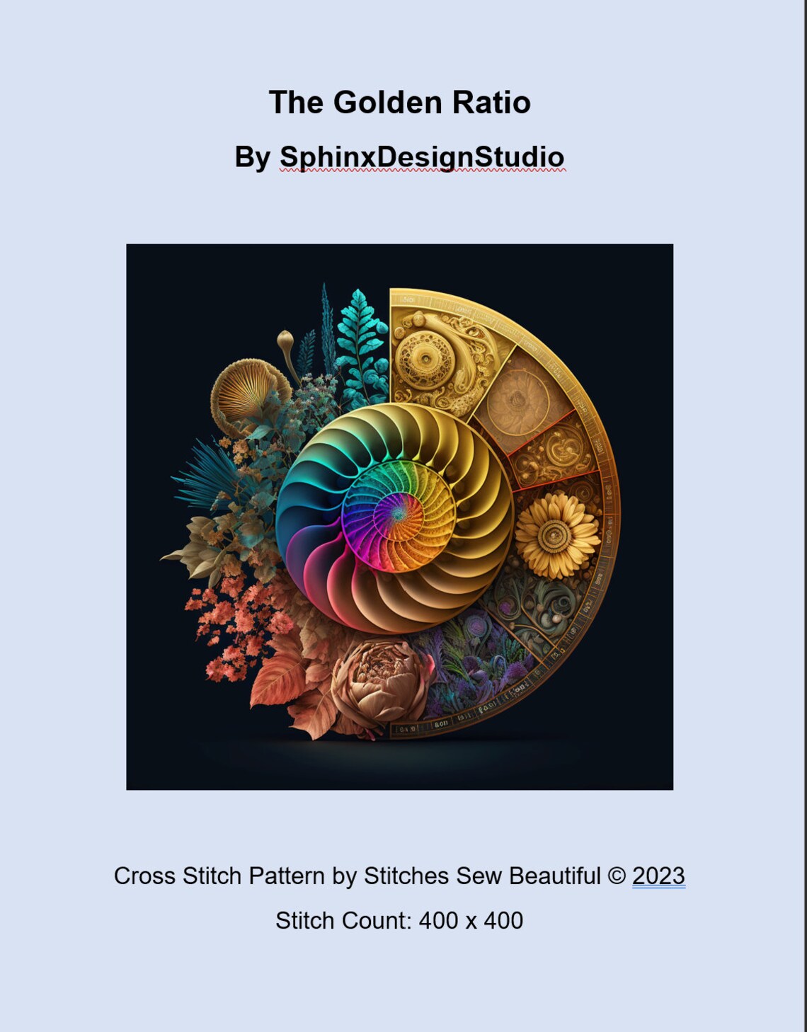 The Golden Ratio Cross Stitch Pattern by Sphinxdesignstudio digital ...