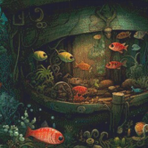 Underwater House Boat Cross Stitch Pattern by Likeinkdrops (digital ...