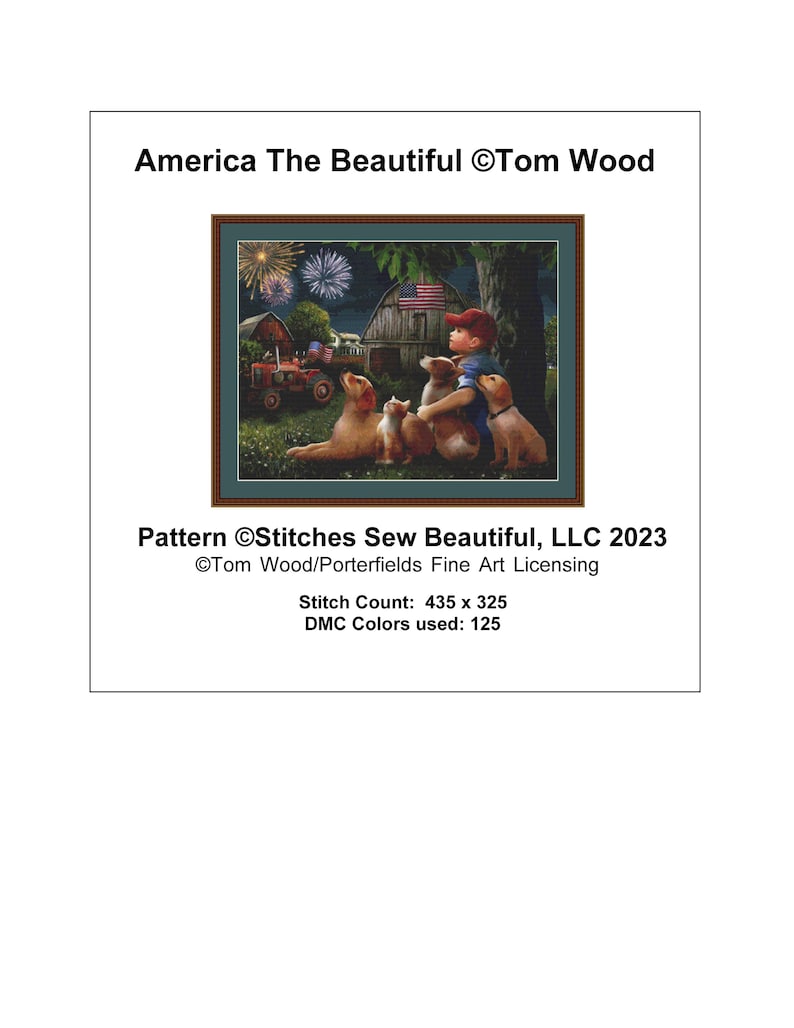America the Beautiful Cross Stitch Pattern by Tom Wood (digital Format ...