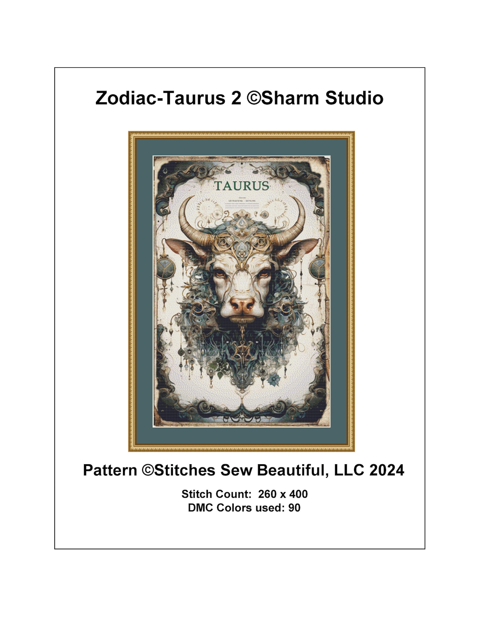 Zodiac Taurus 2 Cross Stitch Pattern by Sharmstudio digital Format - Etsy