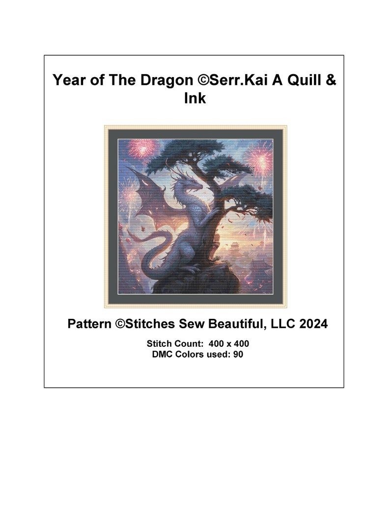 Year of the Dragon Cross Stitch Pattern by Serr.kai A Quill & Ink ...