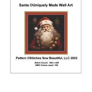 Santa Cross Stitch Pattern by Uniquelymadewallart (digital Format) - Etsy