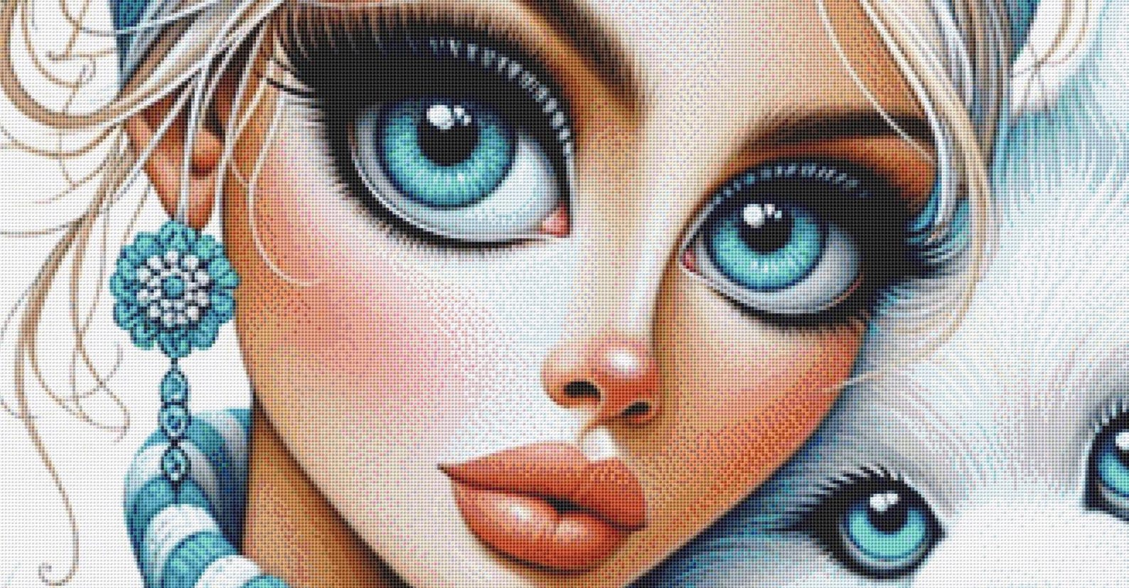 Blue Eyes Counted Cross Stithc Pattern by Ingrid Jean (digital Format ...