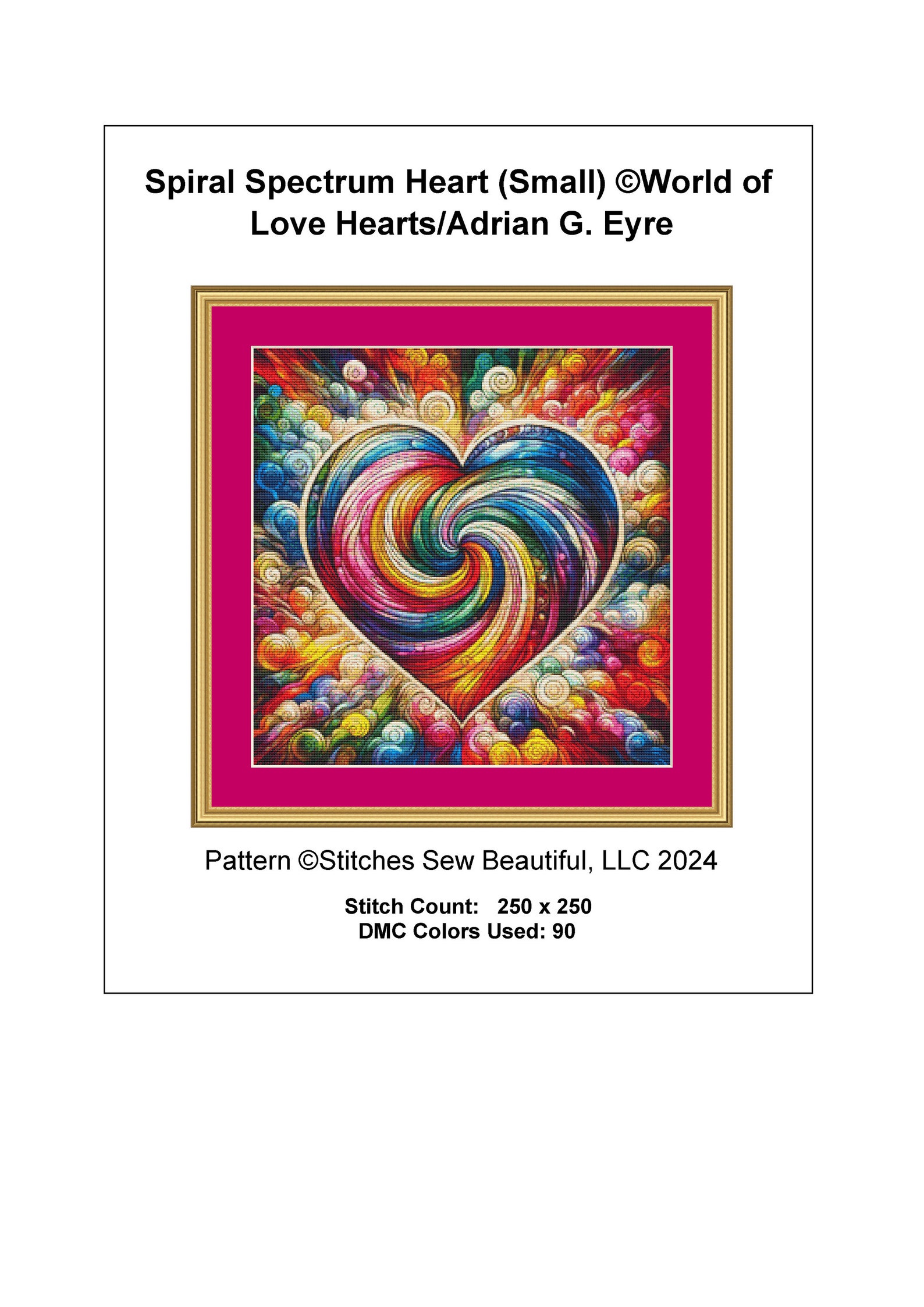 Spiral Spectrum Heart (small) Cross Stitch Pattern by World of Love ...
