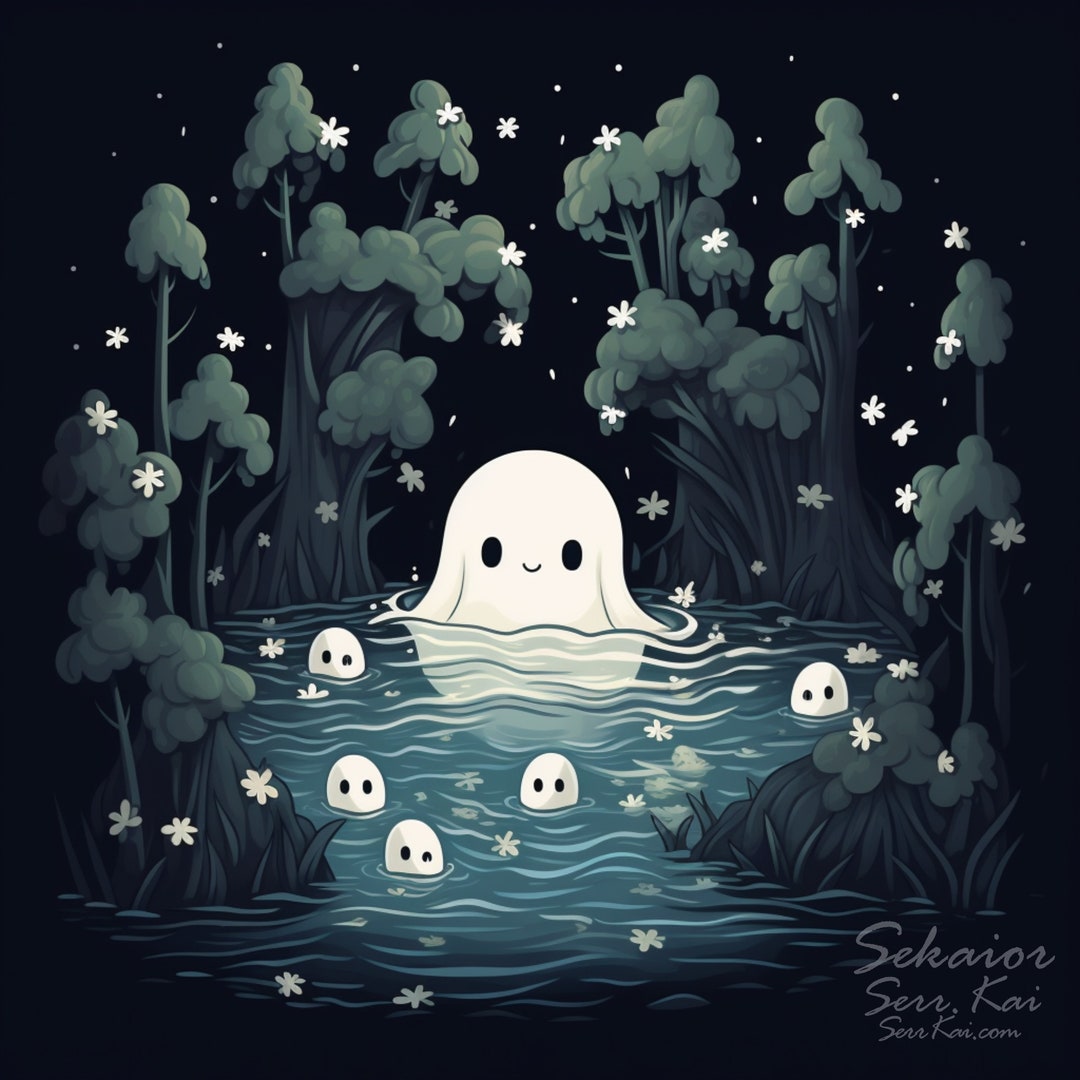 Cute Ghost in a Pond (small) Cross Stitch Pattern by Serr.kai A Quill ...