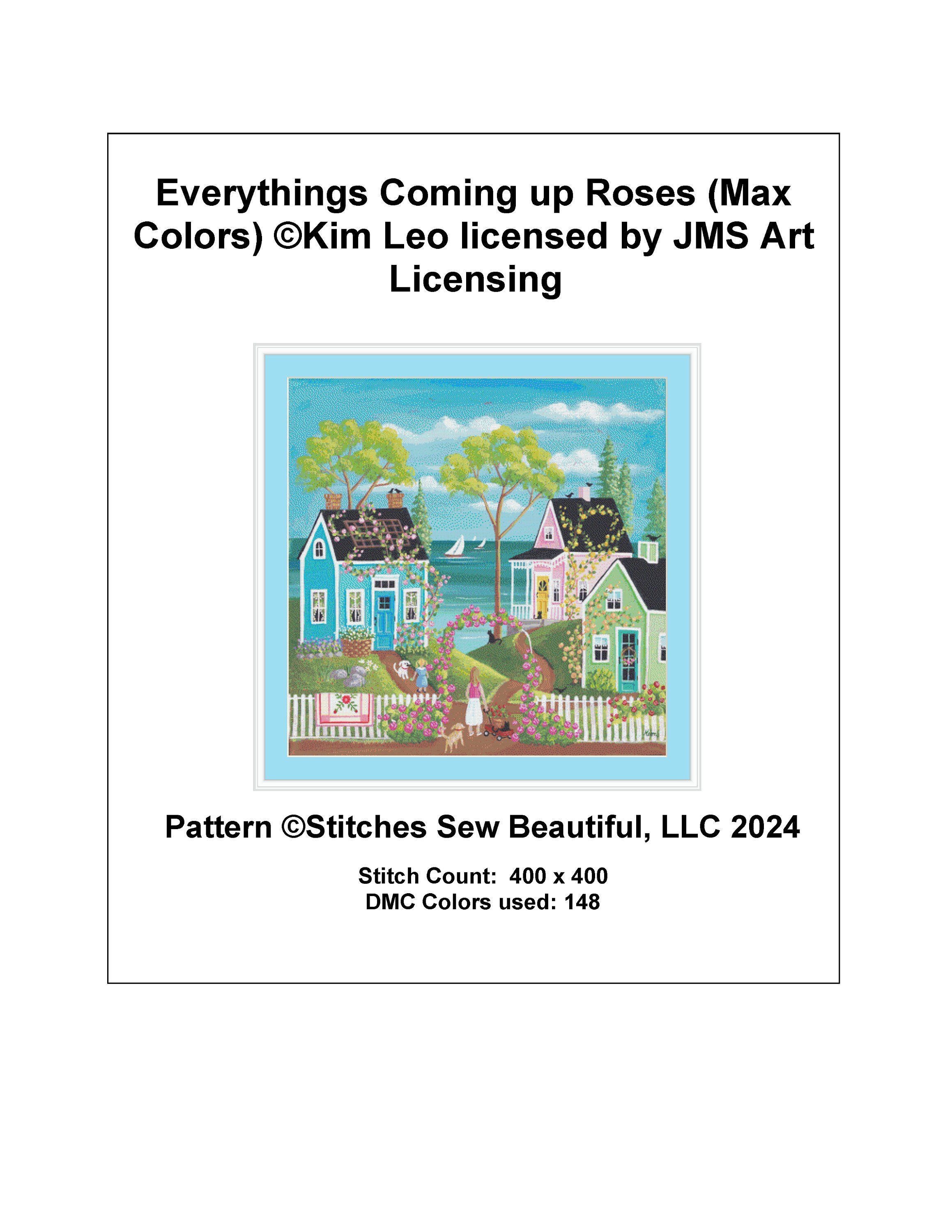 Everythings Coming up Roses max Colors Cross Stitch Pattern by Kim Leo ...