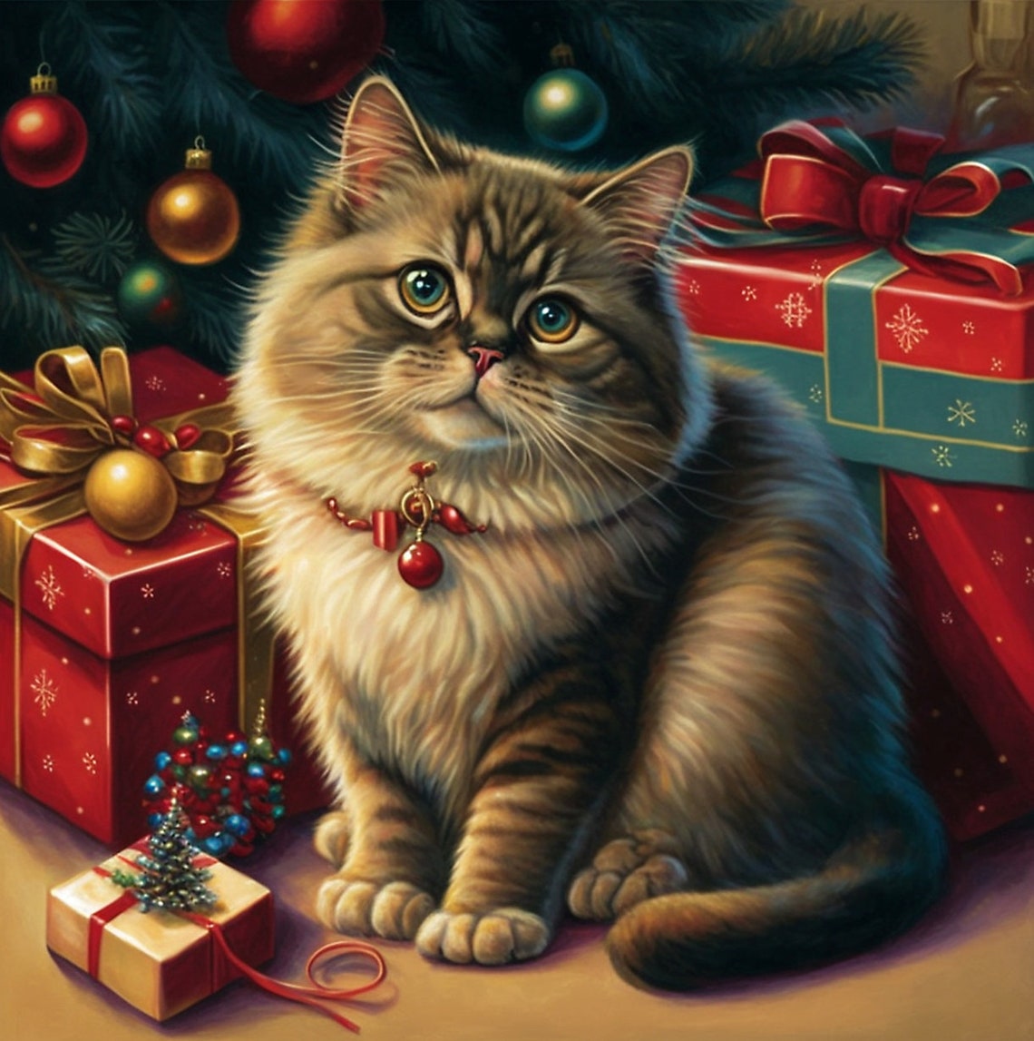 Christmas Cat No. 3 Cross Stitch Pattern by Sphinxdesignstudio - Etsy