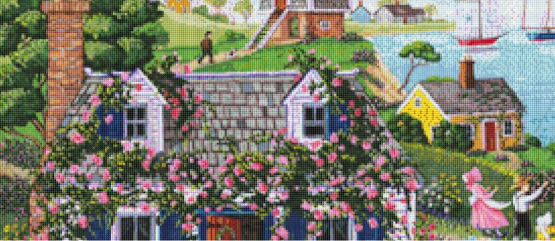 Rambling Rose Cottage Cross Stitch Pattern by Joseph Holodook (digital ...