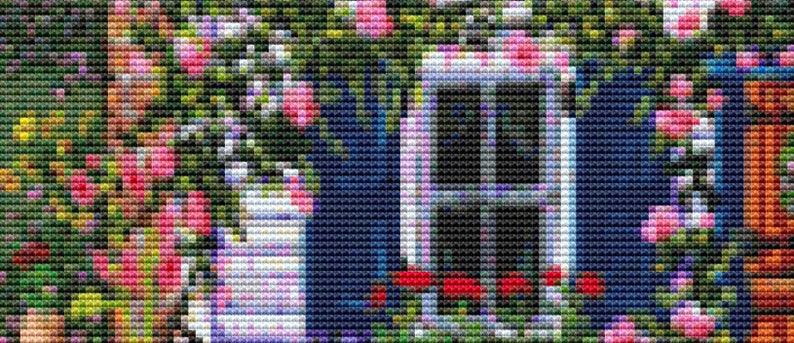 Rambling Rose Cottage Cross Stitch Pattern by Joseph Holodook (digital ...