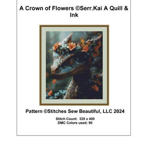 A Crown of Flowers Counted Cross Stitch Pattern by Serr.kai A Quill ...