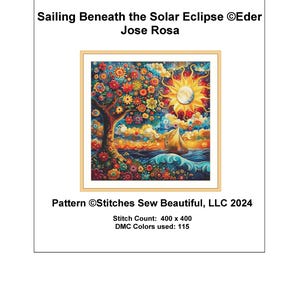 Sailing Beneath the Solar Eclipse Counted Cross Stitch Pattern by Eder ...