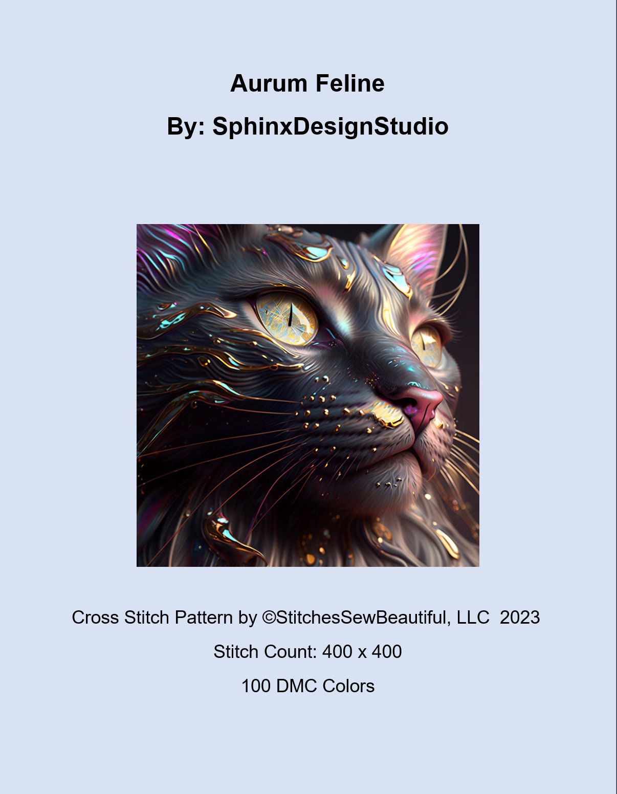 Aurum Feline Cross Stitch Pattern by Sphinxdesignstudio - Etsy
