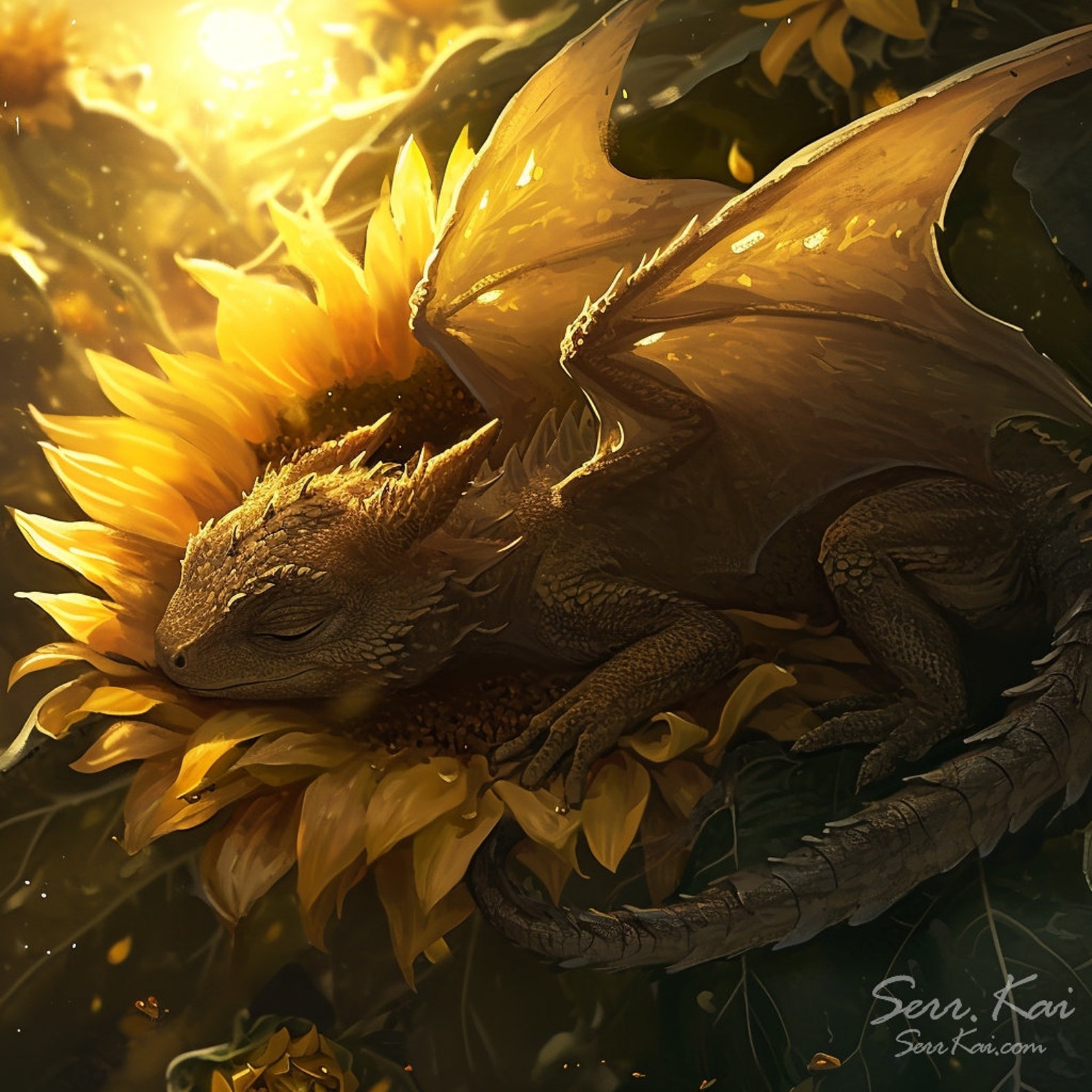 Sunflower Sleeping Dragon Cross Stitch Pattern by Serr.kai A Quill ...