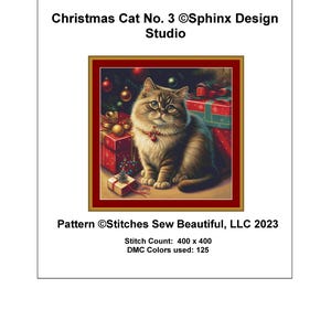Christmas Cat No. 3 Cross Stitch Pattern by Sphinxdesignstudio (digital ...