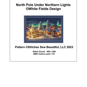 North Pole Under Northern Lights Cross Stitch Pattern by ...
