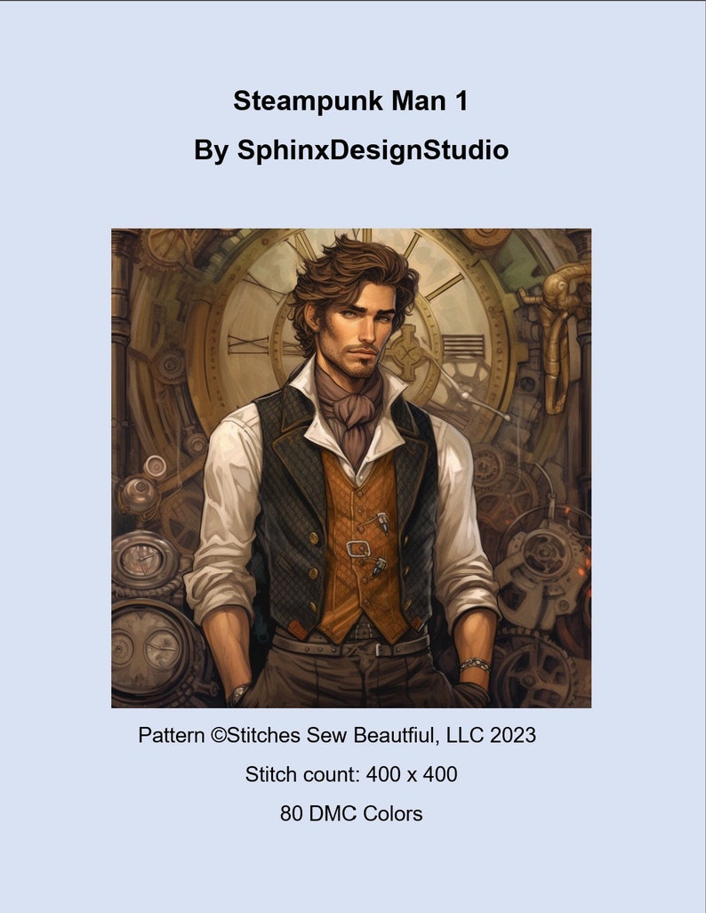 Steampunk Man 1 Cross Stitch Pattern by Sphinxdesignstudio (digital ...